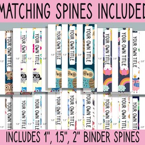 10 Editable Cute Owl Binder Covers, Includes 1, 1.5, 2" Spines ...