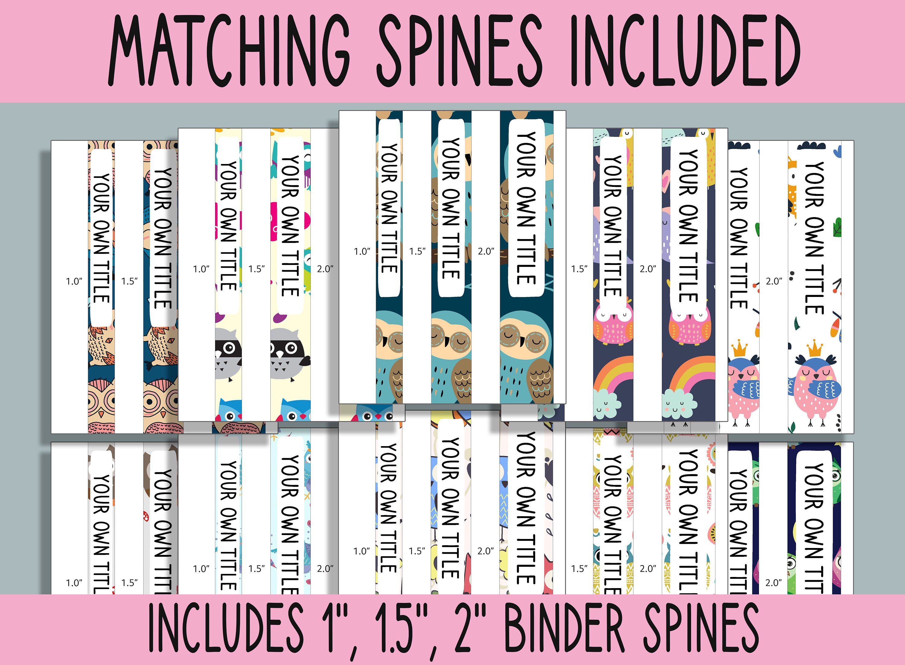 10 Editable Cute Owl Binder Covers Includes 1 1.5 2 - Etsy