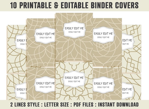 Binder Cover Printable Editable 10 Binder CoversSpines | Etsy
