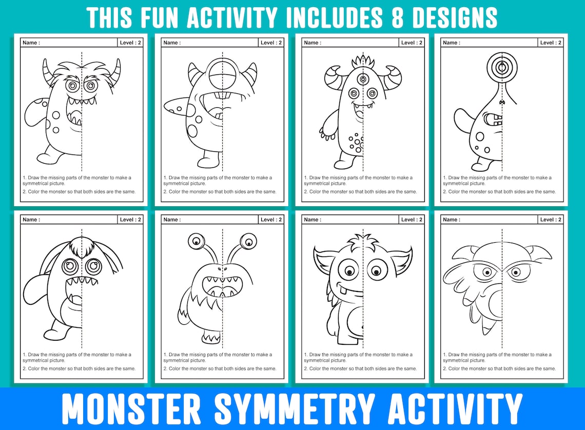 Monster Symmetry Worksheet, Monster Theme Lines of Symmetry Activity ...