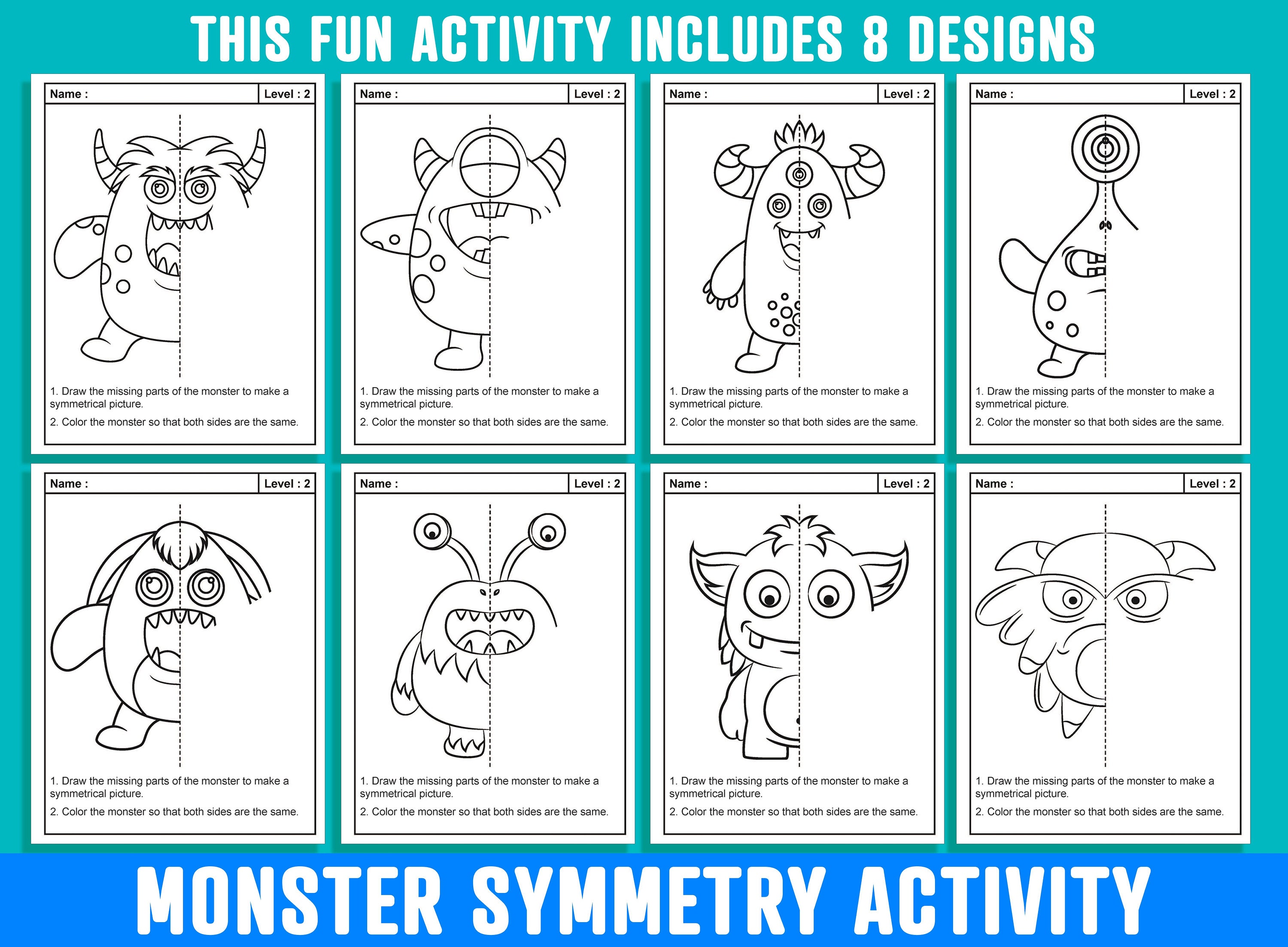 Monster Symmetry Worksheet, Monster Theme Lines of Symmetry Activity ...