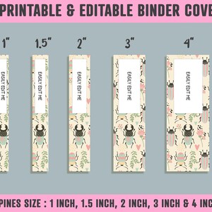 Insects and Flowers Binder Cover, 10 Printable & Editable Binder Covers ...