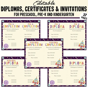 37 Editable Pre K Graduation Diploma, Preschool, Kindergarten ...