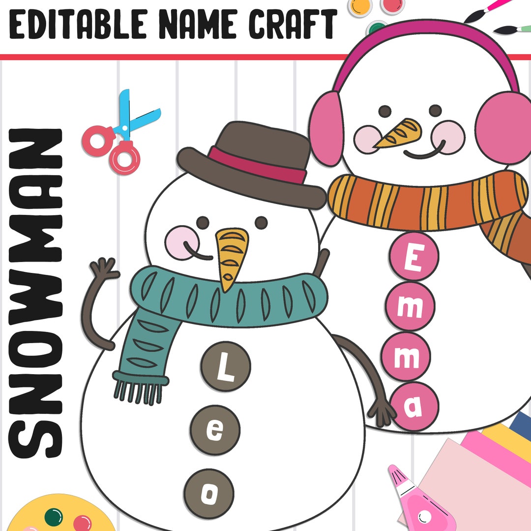 Snowman Name Craft Activity: Christmas, Winter, Back-to-school Bulletin ...