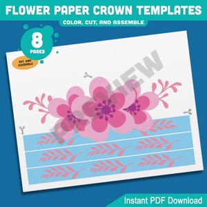 Flower Paper Crown Templates, Printable Spring Headband, 8 Pages, 4 ...