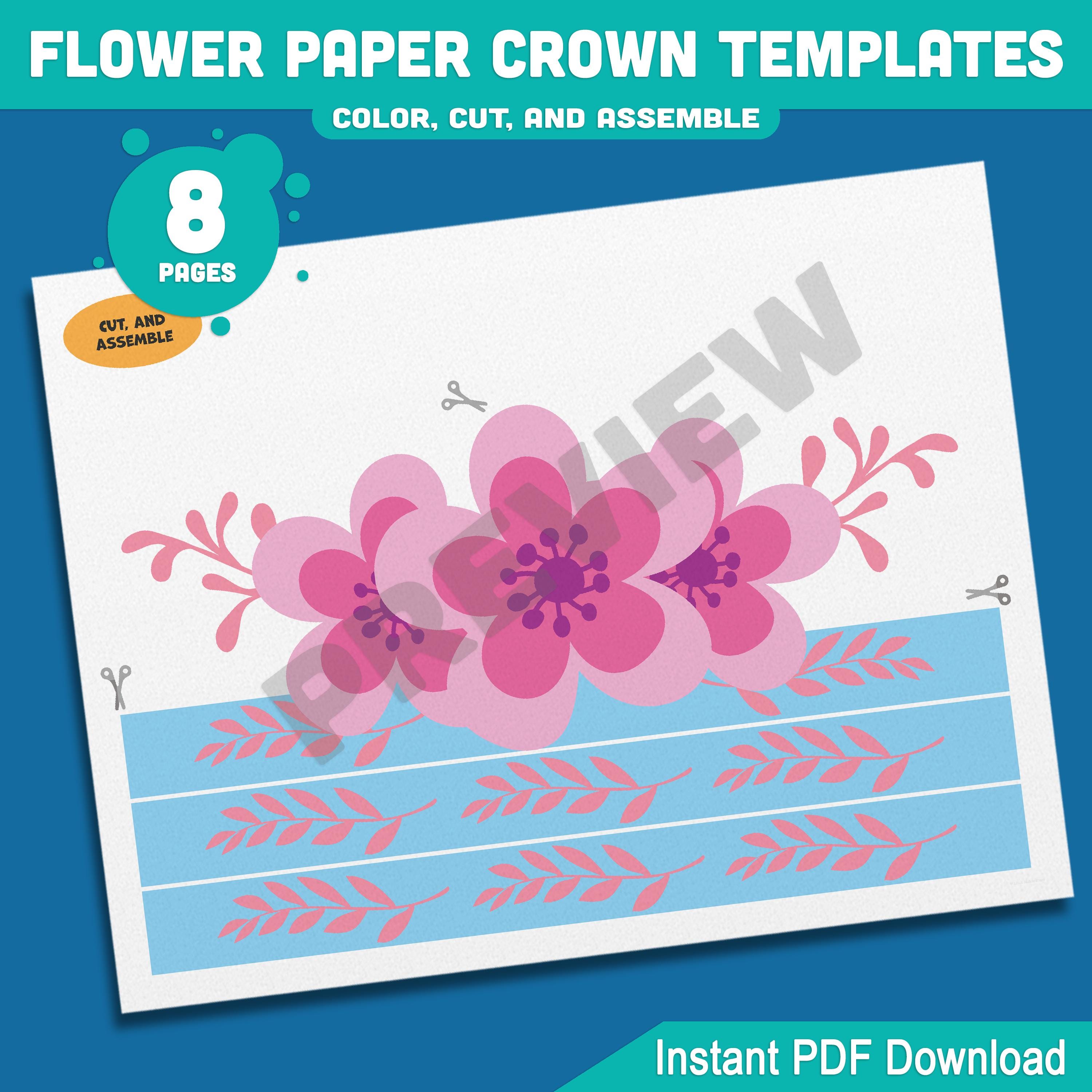 Flower Paper Crown Templates, Printable Spring Headband, 8 Pages, 4 ...
