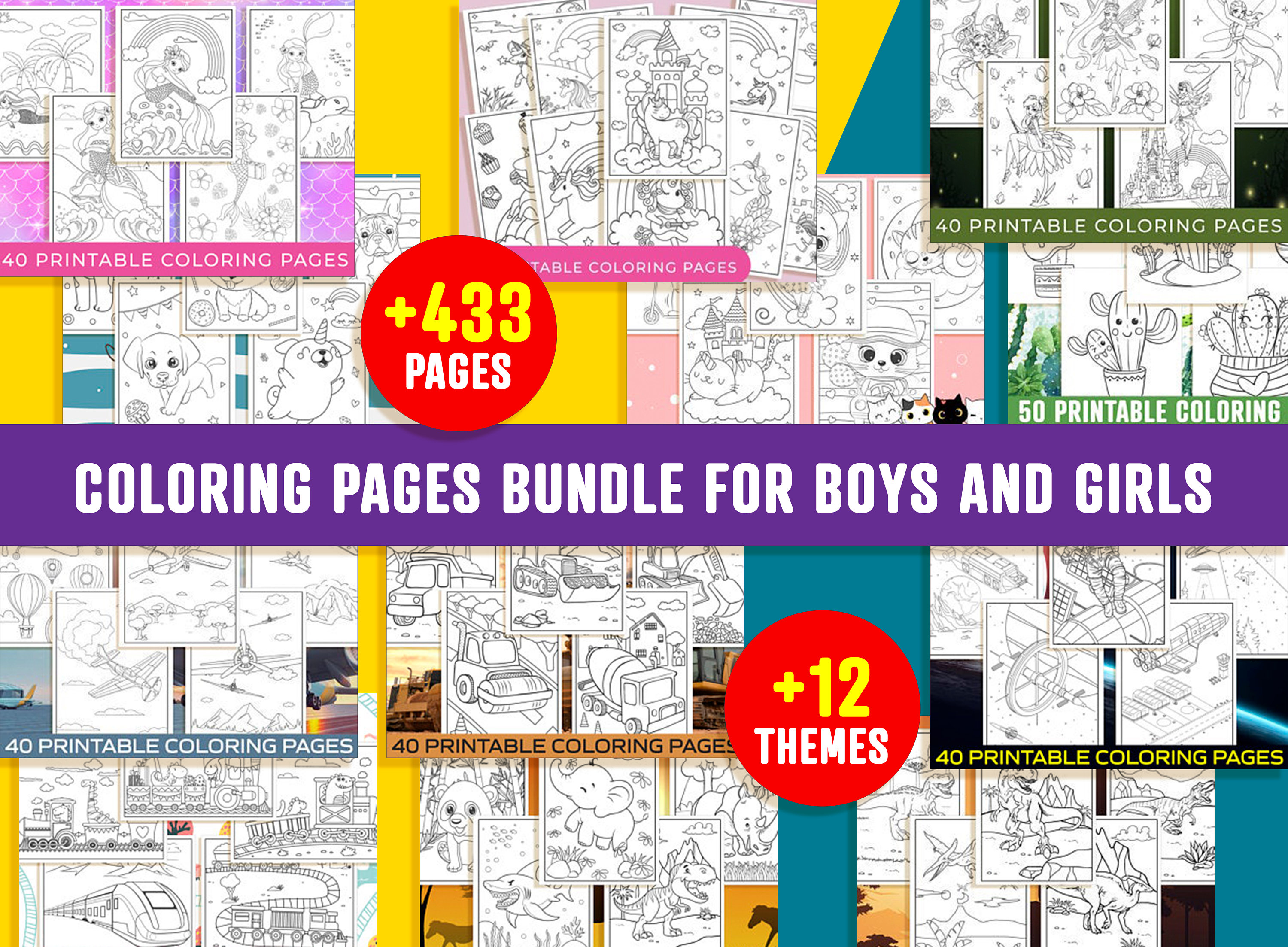 Ultimate Coloring Pages Bundle for Boys & Girls: 433 Printable Designs ...