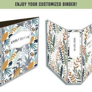 Floral Binder Cover, 10 Printable/editable Covers+spines, Binder Insert ...