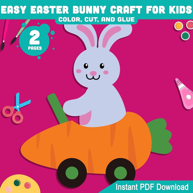 Easy Easter Bunny Craft for Kids, Printable Cut and Glue Activity ...