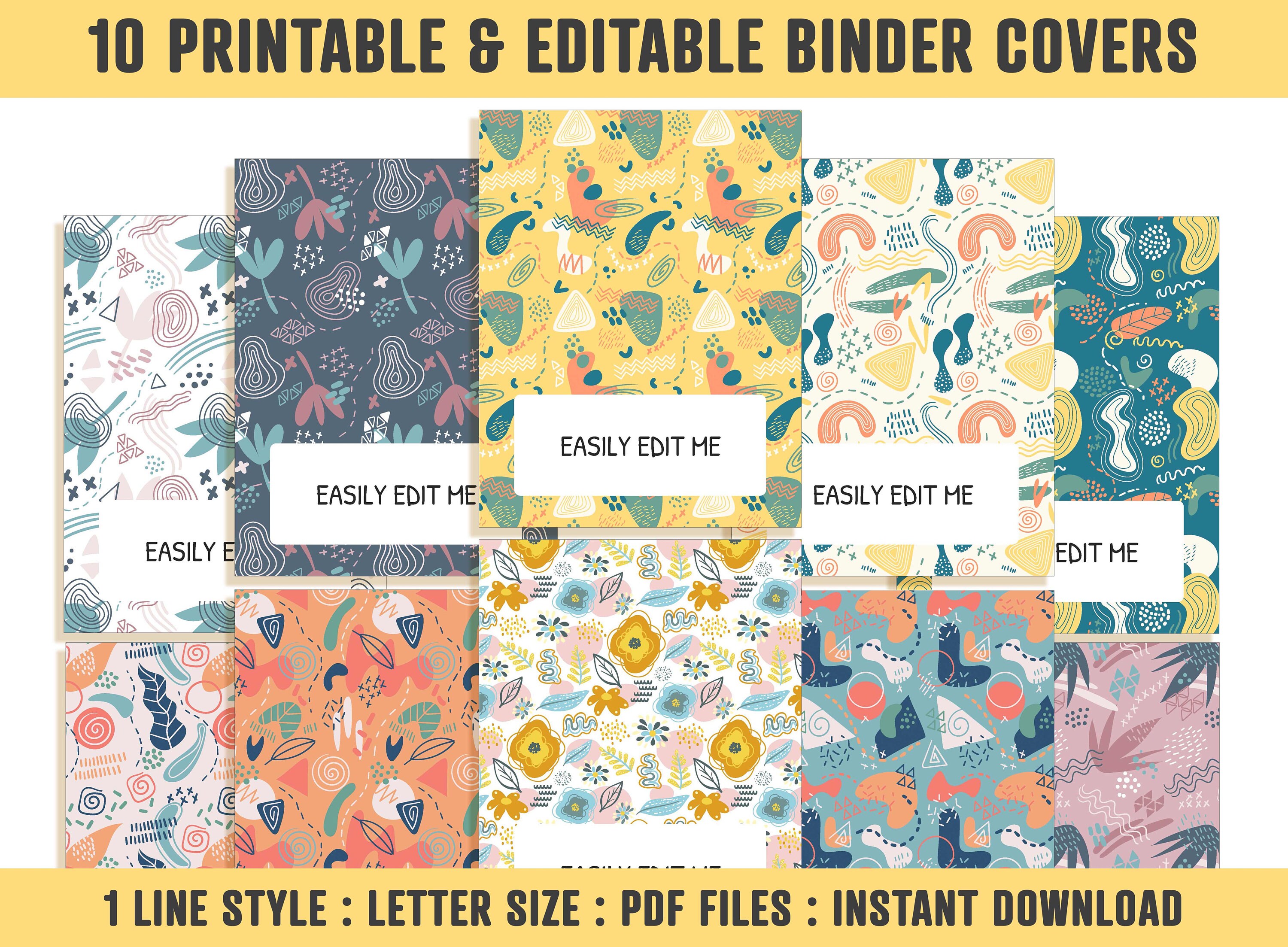 Abstract Planner Cover 10 Printable & Editable Binder - Etsy