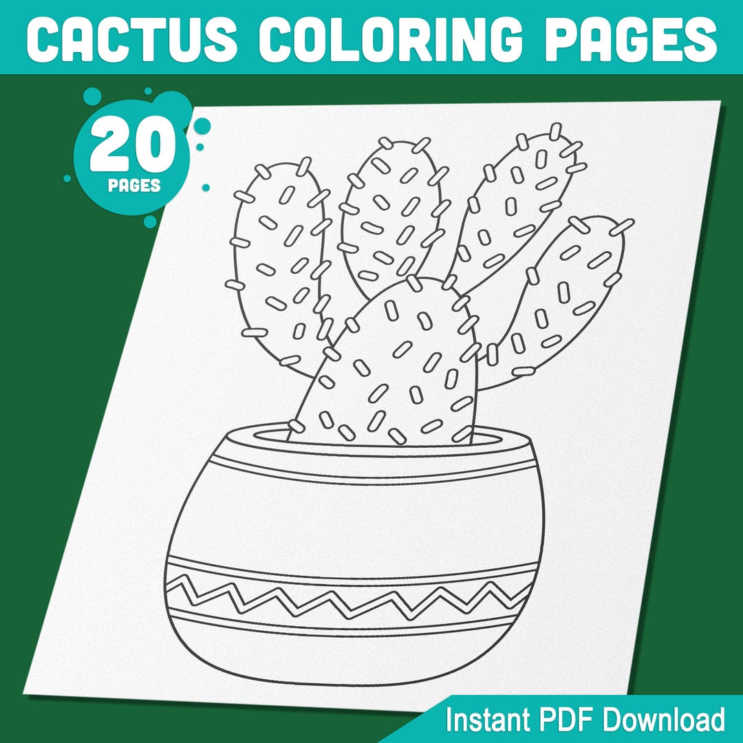 Potted Cactus Coloring Pages: 20 Fun Coloring Book Designs – Perfect ...