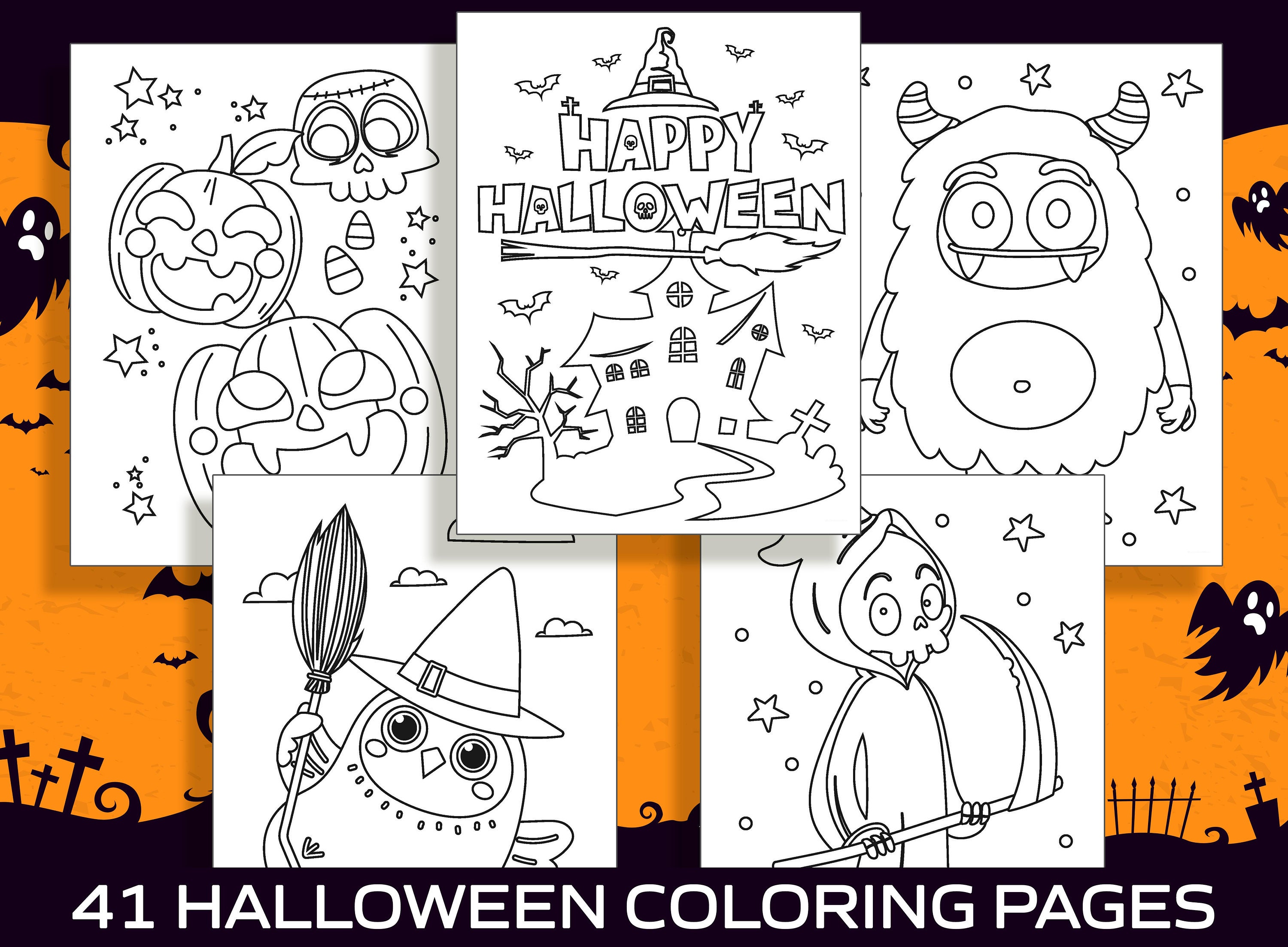 New Fun Halloween Coloring Pages: Over 41 Printable Pages for Kids ...