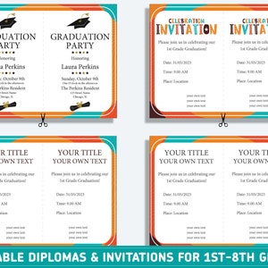 Editable 8th Grade Diploma, 1st to 8th Grade Diploma, Certificate of ...