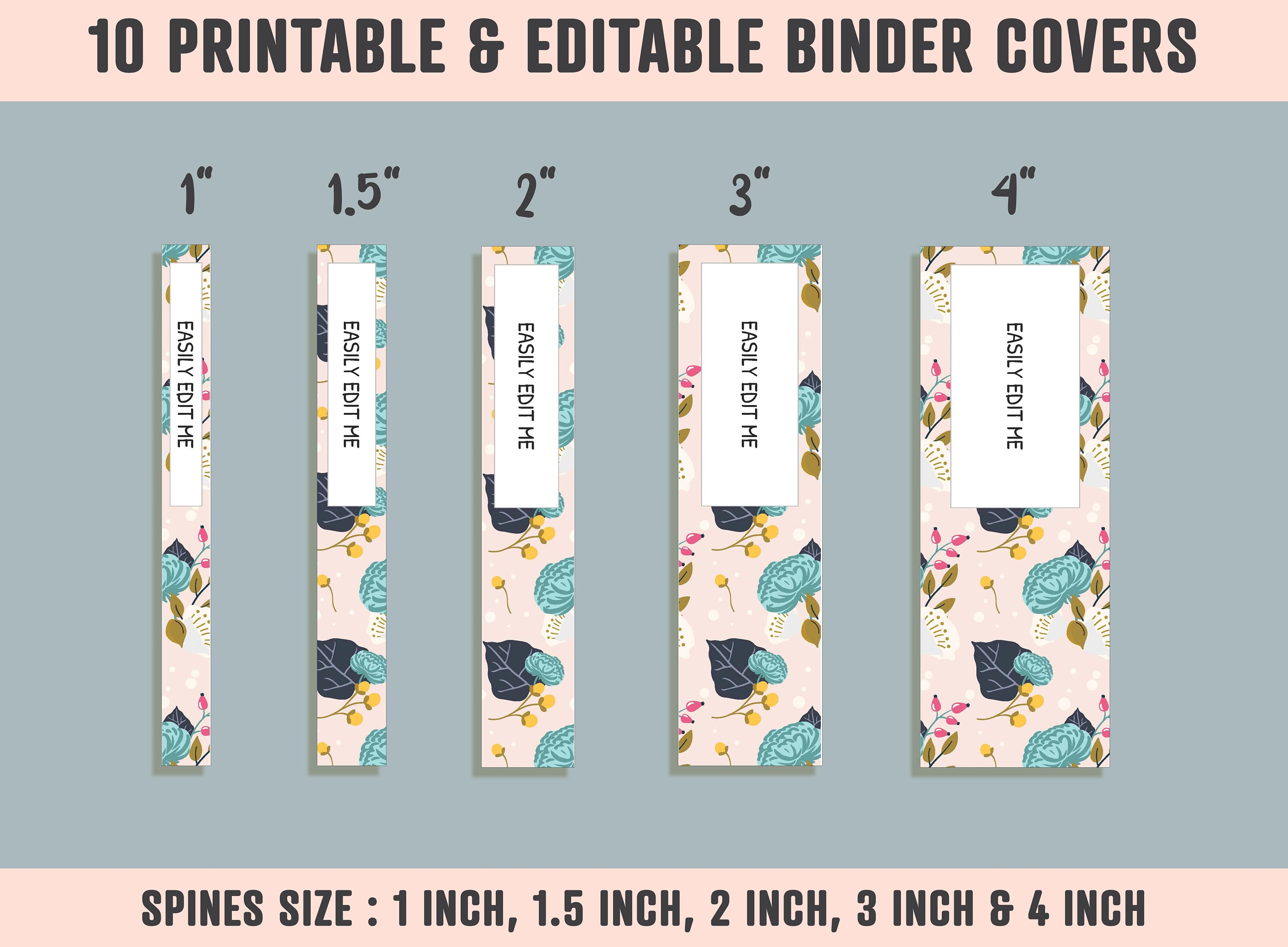 Flower Binder Cover 10 Printable & Editable Binder Covers - Etsy