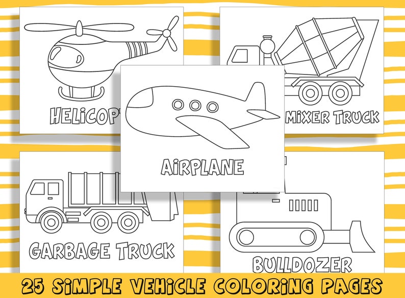 Exciting Vehicles Coloring Pages: 25 Fun and Easy Designs for Preschool ...