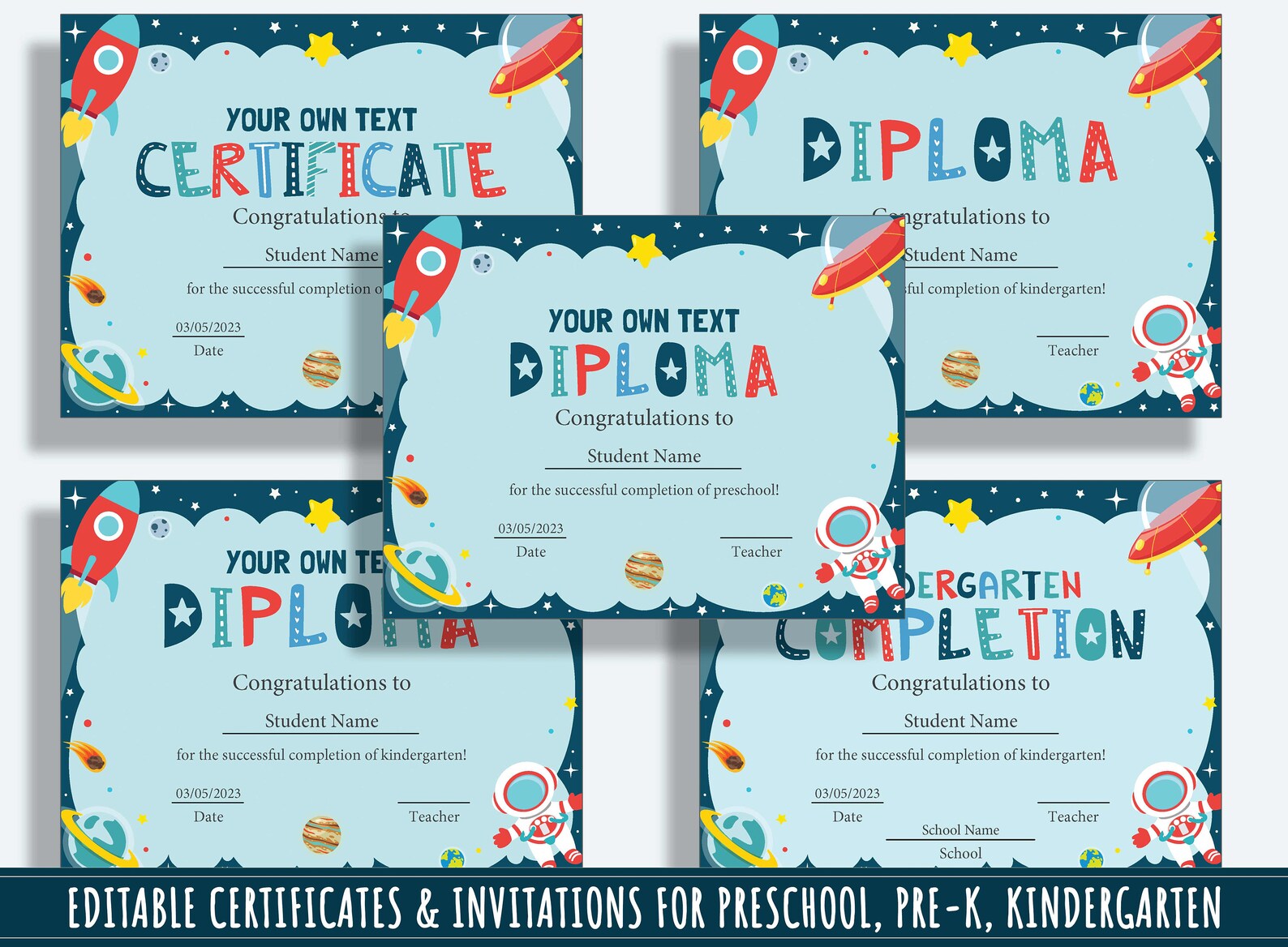 Pre K Graduation Certificate, Editable End of Year Diplomas ...