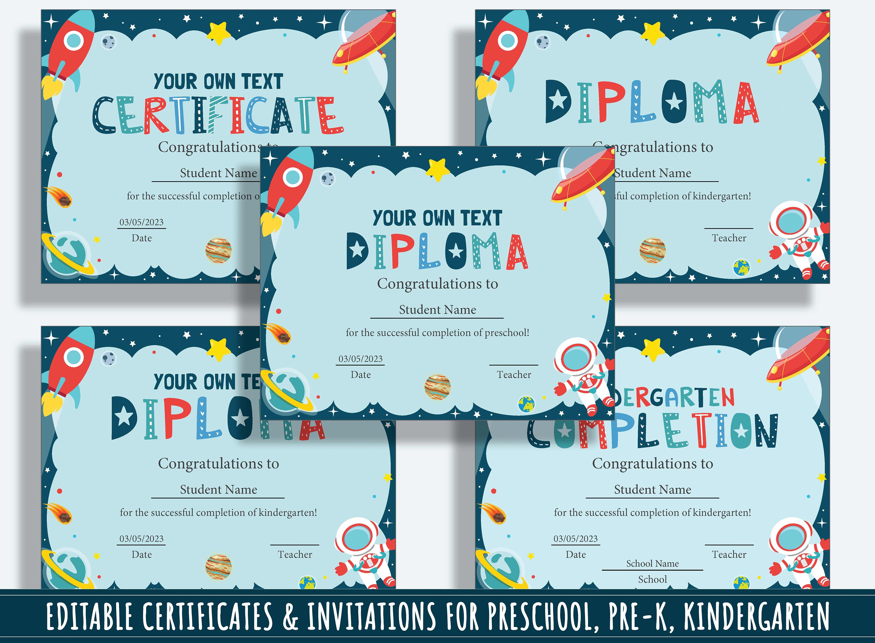 Pre K Graduation Certificate, Editable End of Year Diplomas ...