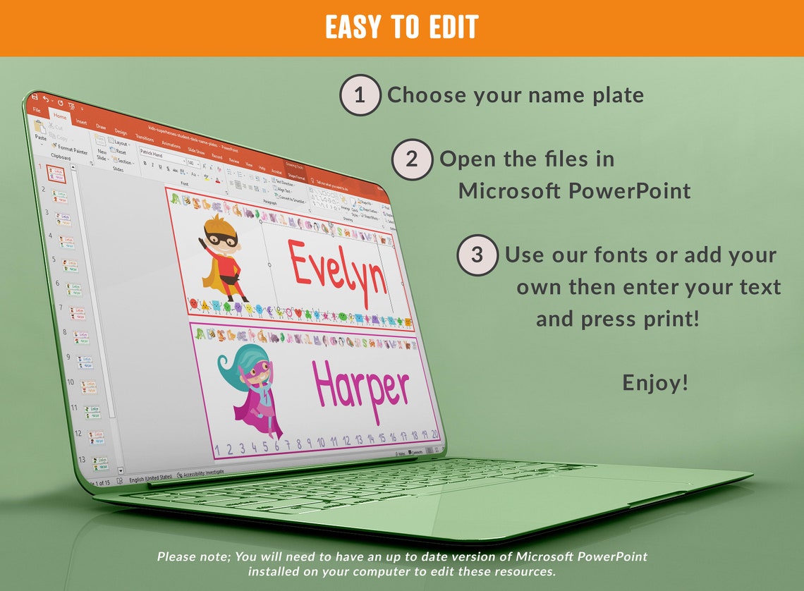 Student Desk Plates, 30 Printable/editable Kids Superheroes Classroom ...