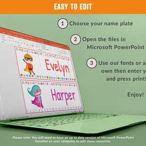 Student Desk Plates, 30 Printable/editable Kids Superheroes Classroom ...