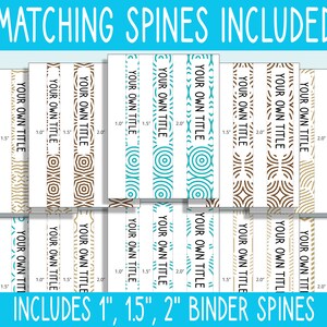 10 Editable Line Pattern Binder Covers, Includes 1, 1.5, 2" Spines ...