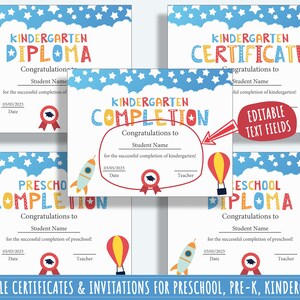 Editable Kindergarten Diploma, Completion Certificates, 37 Pages, PDF ...