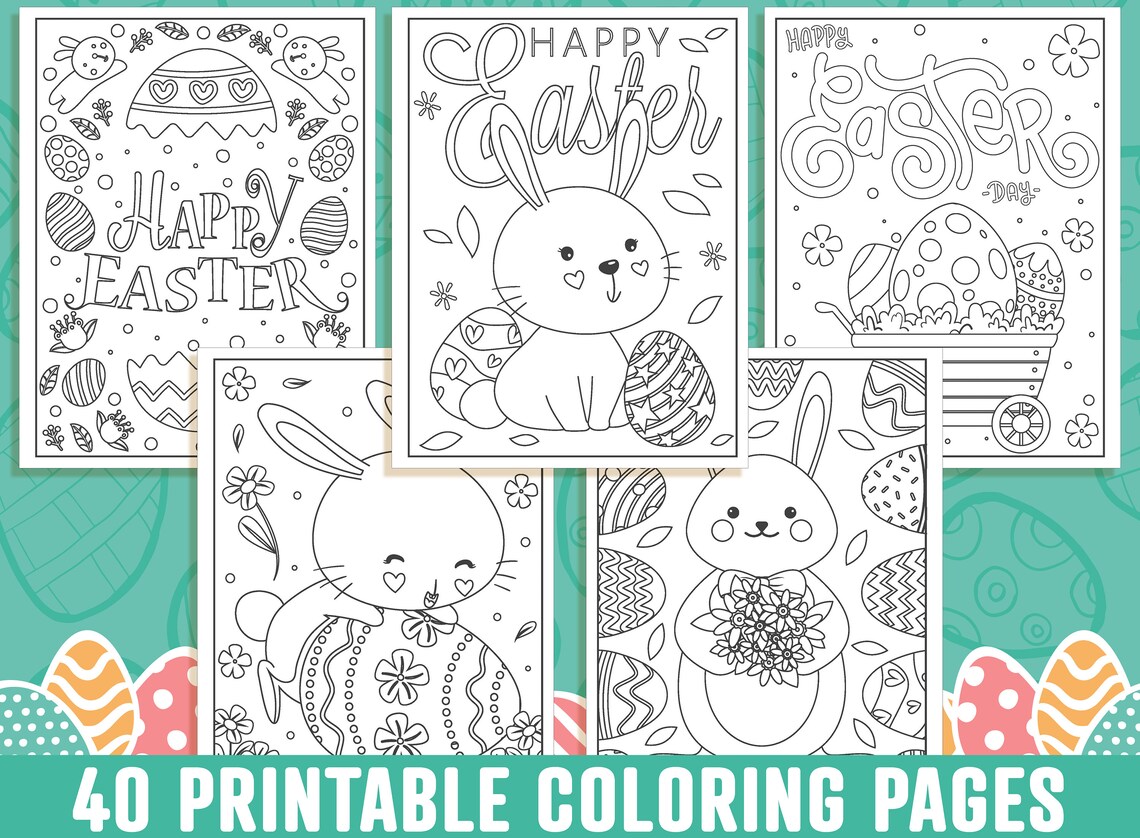 Easter Coloring Pages 40 Printable Easter Coloring Pages for | Etsy