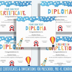 Editable Kindergarten Diploma, Completion Certificates, 37 Pages, PDF ...