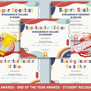Editable Classroom Certificates - End of the Year Awards - Student ...
