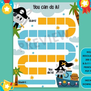 Printable Cute Pirate Reward Chart for Kids, a Way of Guiding Children ...