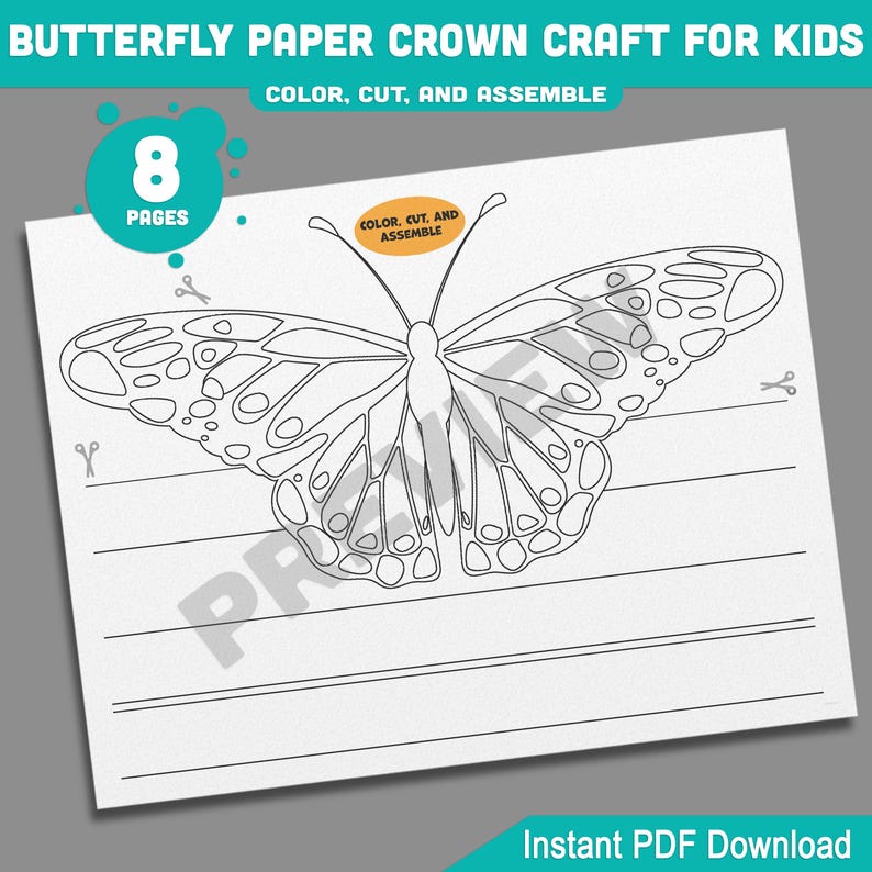 Butterfly Paper Crown Craft for Kids – 4 Fun Spring Headband and Hat ...
