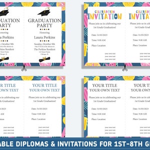 Editable 3rd Grade Awards, 1st to 8th Grade Diploma, Certificate of ...