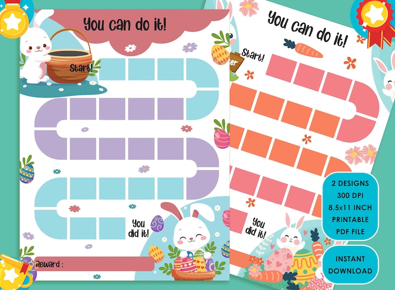 Printable Easter Bunny Reward Chart for Kids, Fun Easter Egg Hunt Chore ...