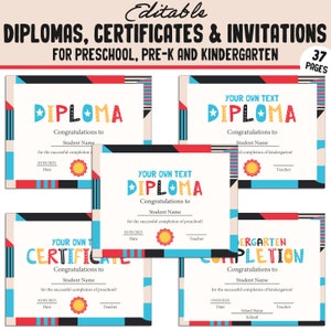 Editable End of the Year Certificates, Diplomas & Invitations for ...
