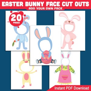 Easter Bunny Face Cut Out: 20 Printable Templates for a Fun DIY Photo ...