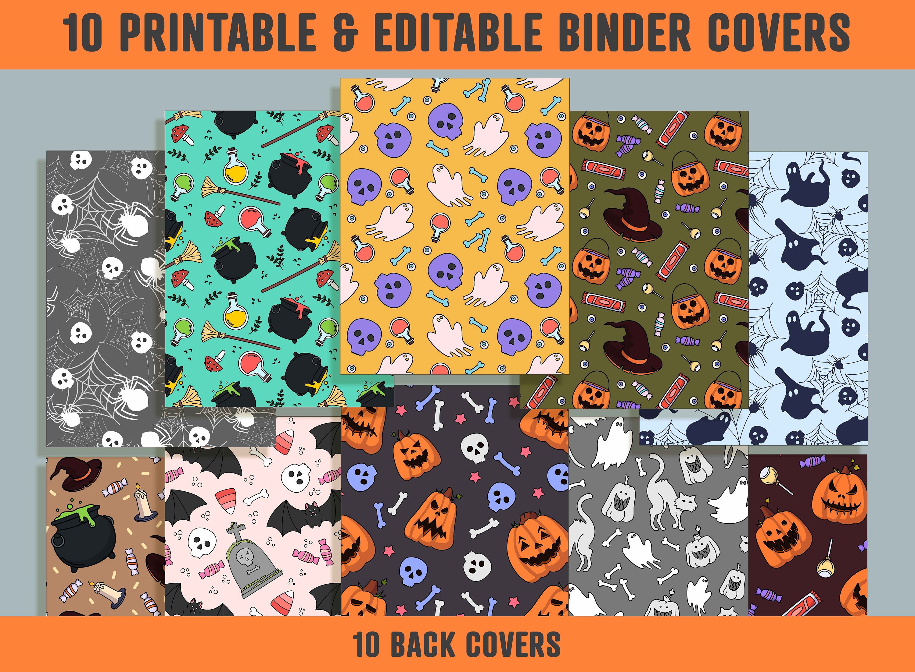 Halloween the Holiday of the Dead Binder Cover, 10 Printable & Editable ...