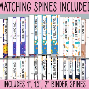 10 Editable Rainbow and Space Binder Covers, Includes 1, 1.5, 2" Spines ...