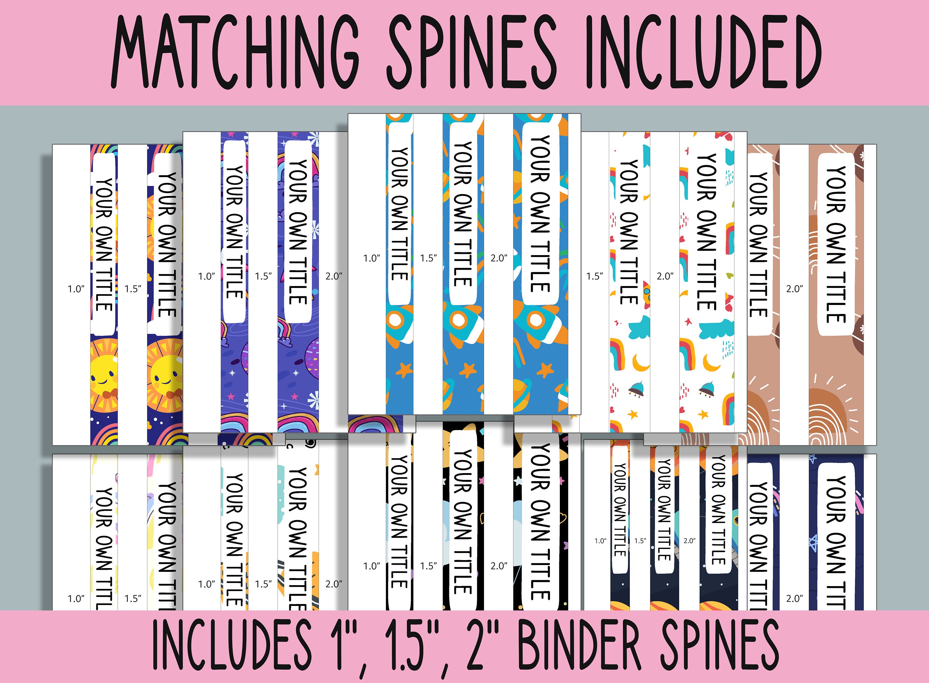 10 Editable Rainbow and Space Binder Covers Includes 1 1.5 - Etsy