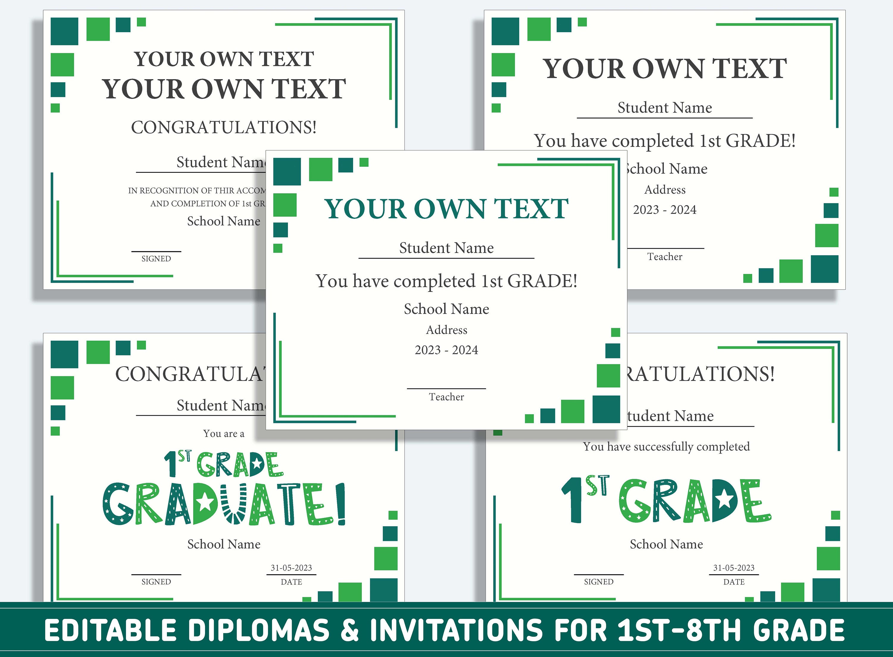 Editable 7th Grade Awards, 1st to 8th Grade Diploma, Certificate of ...