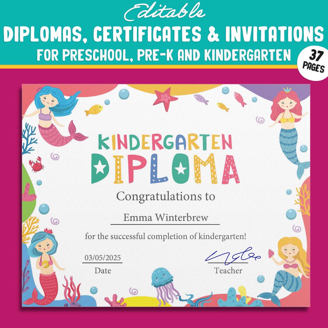 Editable Kindergarten Graduation Invitations, Pre-k and Preschool ...