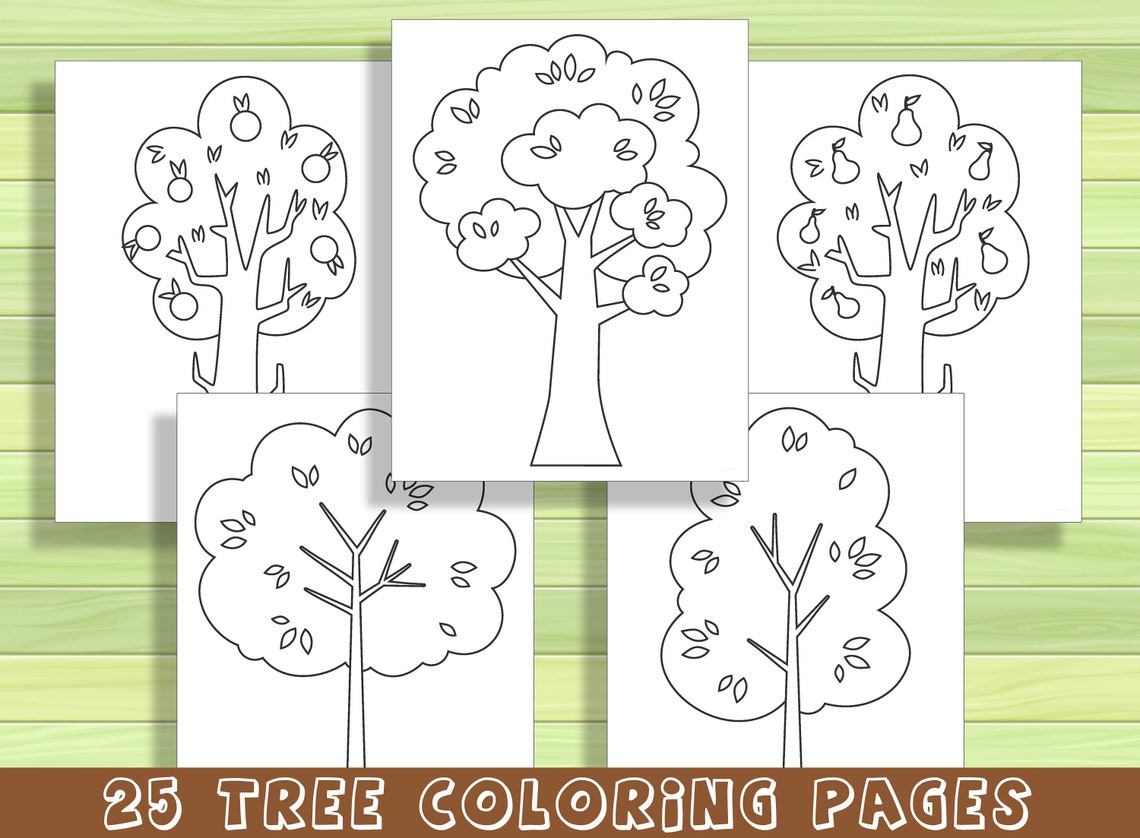 25 Beautiful Tree Coloring Pages for Preschool and Kindergarten, PDF ...