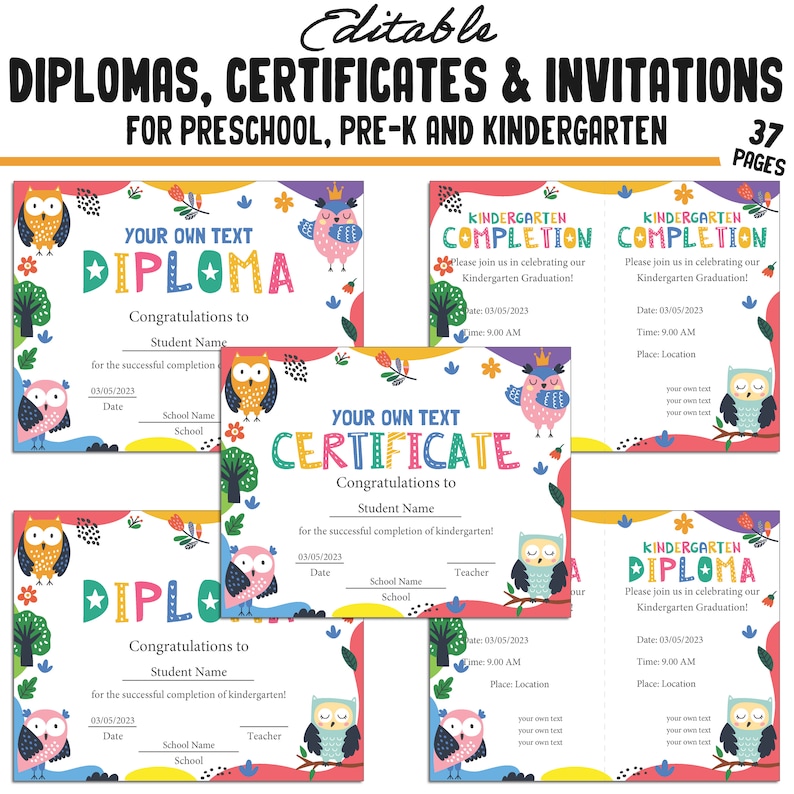 37 Editable Kindergarten, Pre-k, and Preschool Certificates of ...
