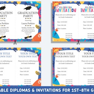 Editable First Grade Certificate, 1st to 8th Grade Diploma, Certificate ...