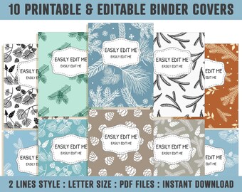 10 Printable & Editable Binder Covers Binder Insert Planner | Etsy