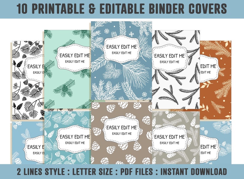 Binder Cover Printable Editable, 10 Coversspines, Binder Insert ...