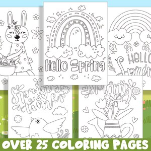 Spring Coloring Book, 25 Printable Spring Elements/easter Coloring ...