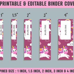 Colorful Unicorn Binder Cover, 10 Printable & Editable Covers + Spines ...