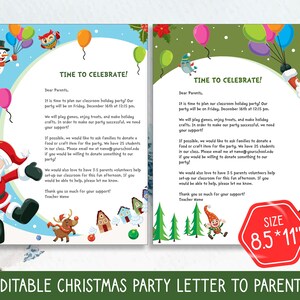 Editable Christmas Party Letter to Parents and Invitations - 2 Designs ...