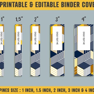 Geometric 3D Binder Cover, 10 Printable/editable Binder Covers+spines ...
