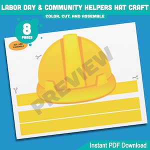 Labor Day & Community Helpers Hat Craft, Printable Paper Crowns ...