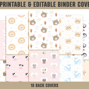 Binder Cover Animal, 10 Printable & Editable Binder Covers and Spines ...